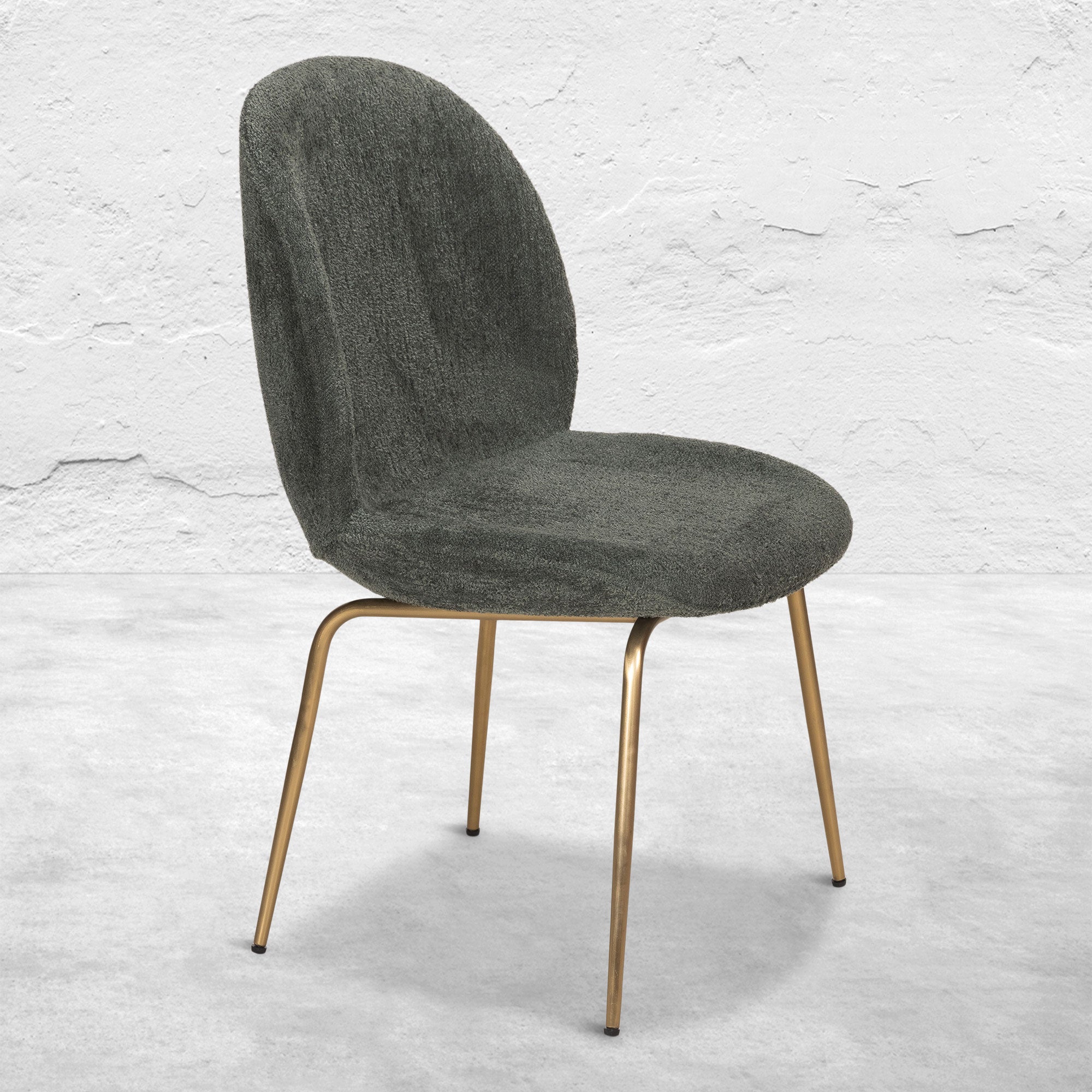 Harry's Dining Chair In Fuzzy Boucle Sage And Brushed Brass Frame – Tom ...
